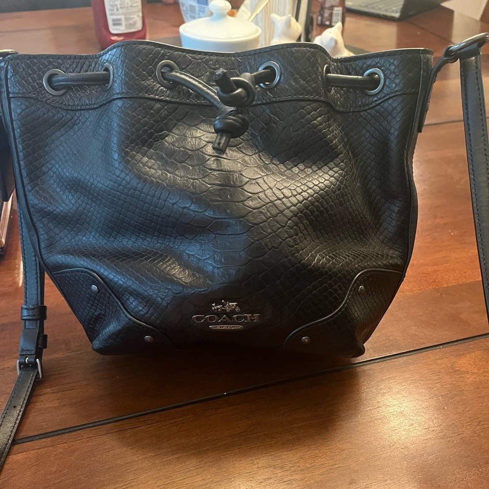 Coach Black Snakeskin Embossed Bag - Gem